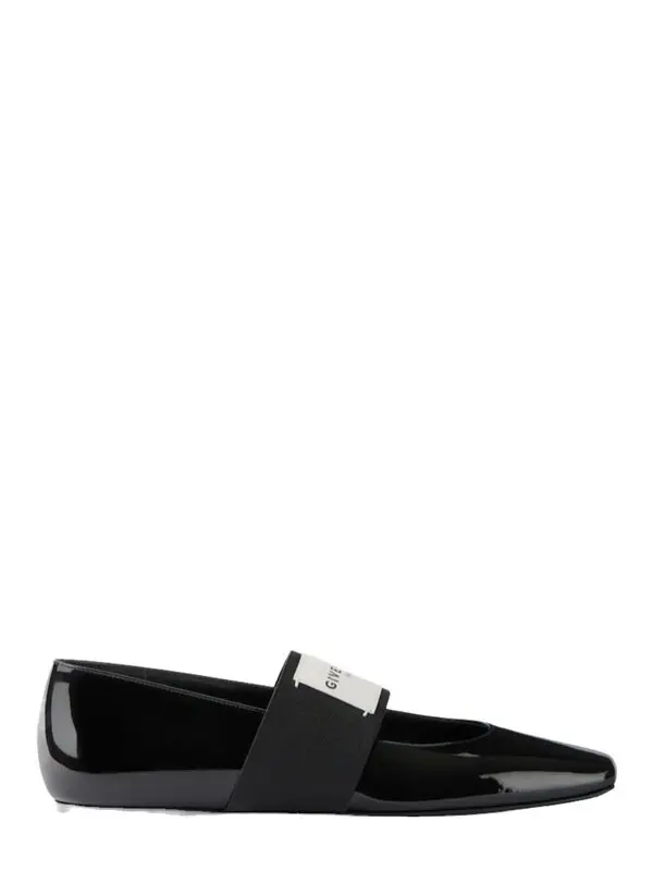Givenchy Logo Strap Square-toe Ballet Flats - Black