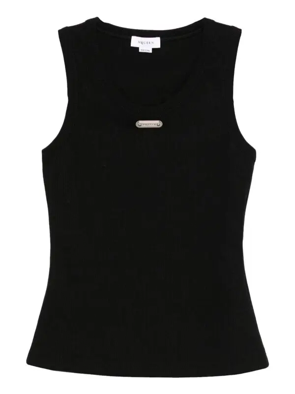 Alexander McQueen Logo Plaque Ribbed Tank Top - Black