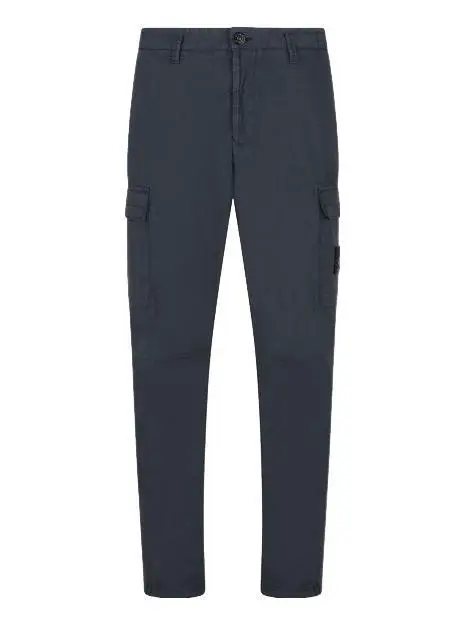 Stone Island Logo Patch Straight-leg Cargo Trousers - Blue
