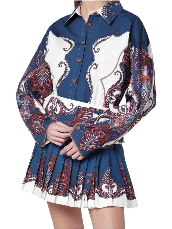 Farm Rio Arabesque Print Long Sleeve Shirt - Multicolor