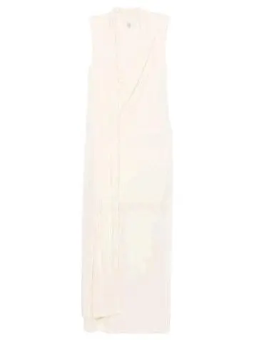 TOTEME V-neck Sleeveless Maxi Dress With Shawl Detail - White