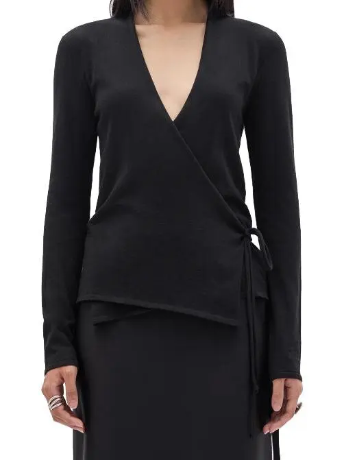 ANN DEMEULEMEESTER V-neck Wrap Cardigan - Black