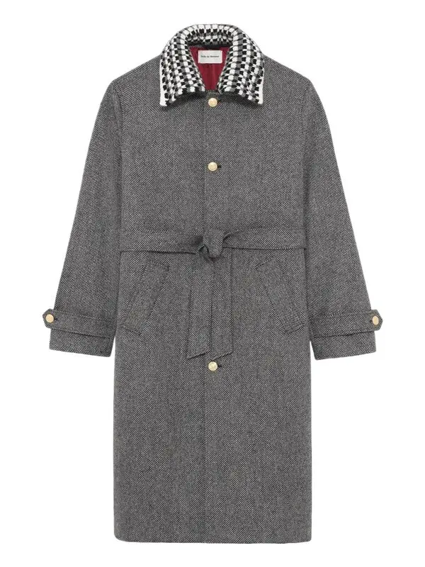 Drole De Monsieur Drôle De Le Manteau Tweed Overcoat - Grey