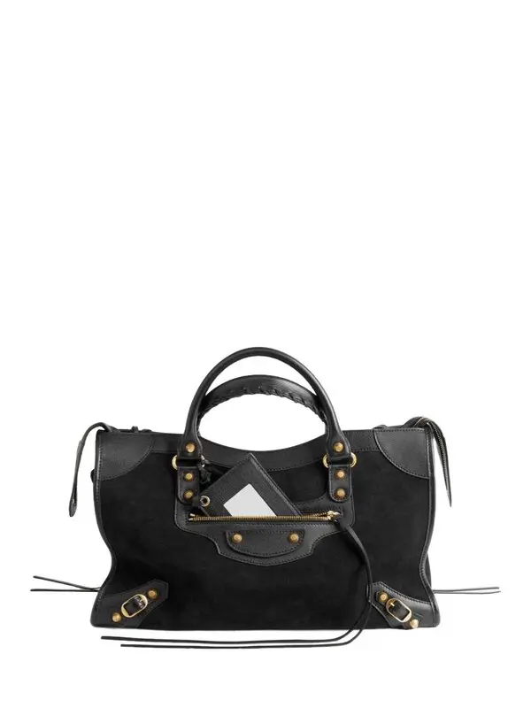 Balenciaga Studded Zip-detail Shoulder Bag - Black
