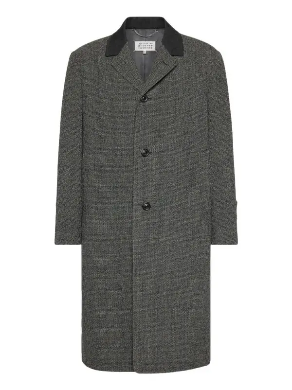 MAISON MARGIELA Long Sleeved Single-breasted Coat - Salt  Pepper