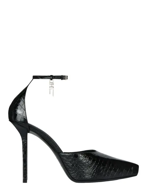 Givenchy Croc-embossed Pumps With G-lock Padlock Ankle Strap - Black