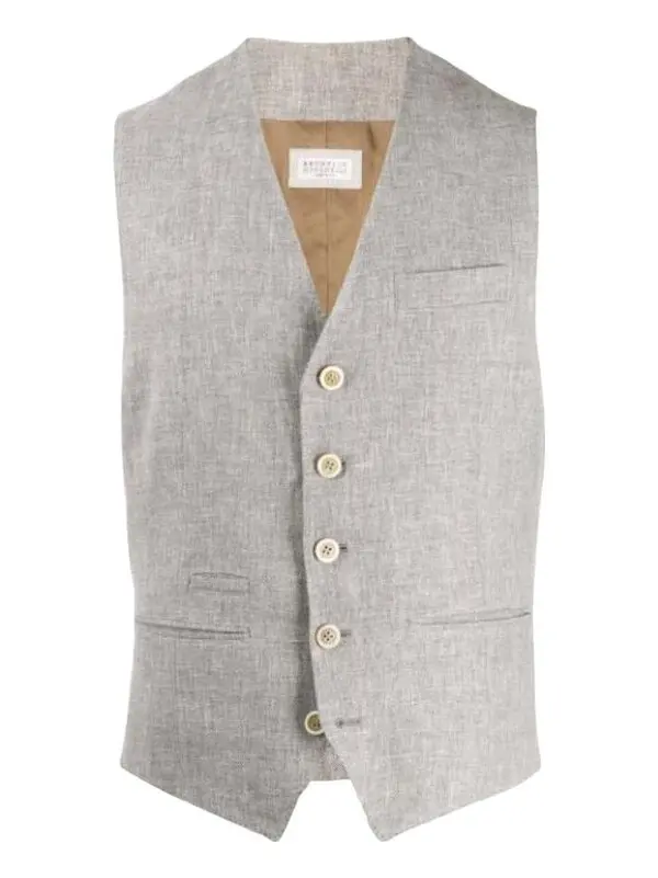 Brunello Cucinelli Sleeveless V-neck Jacket - Gray