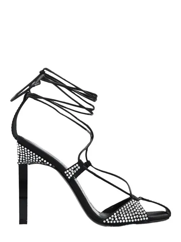 Attico Adele Embellished Open Toe High Heel Sandals - Black