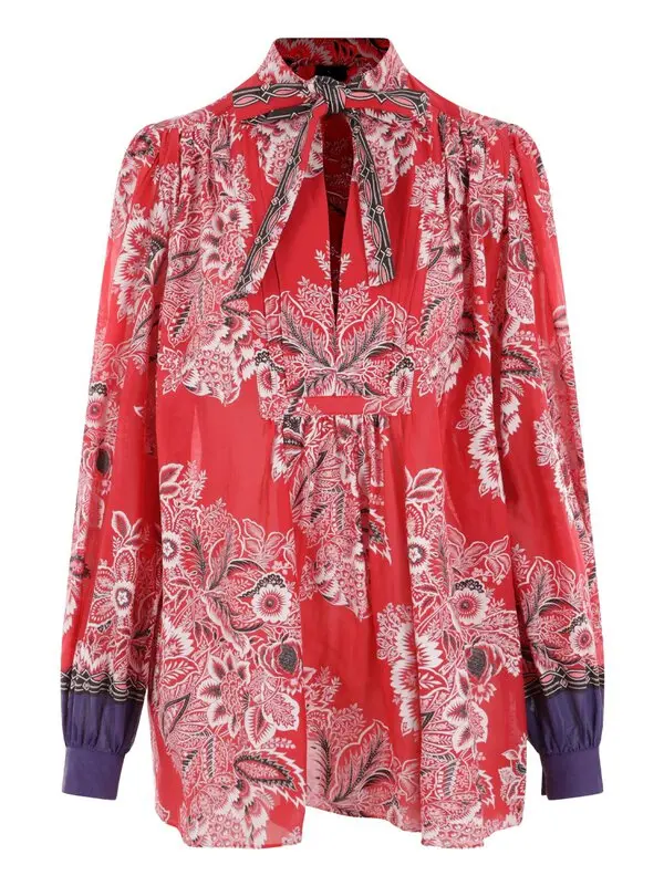 Etro Floral-printed Long-sleeve Blouse - Red