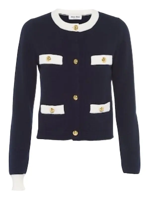 Miu Miu Long Sleeved Cardigan - Blue