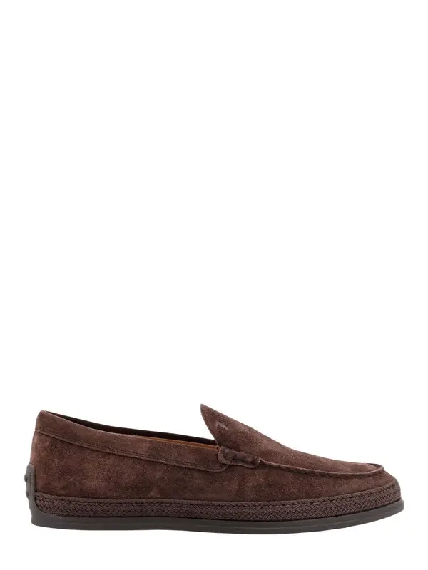 TOD'S Round Toe Slip-on Loafers With Rope Detailing - Black