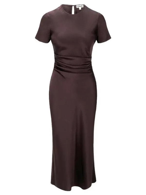 Staud Marcel Draped Midi Dress - Black