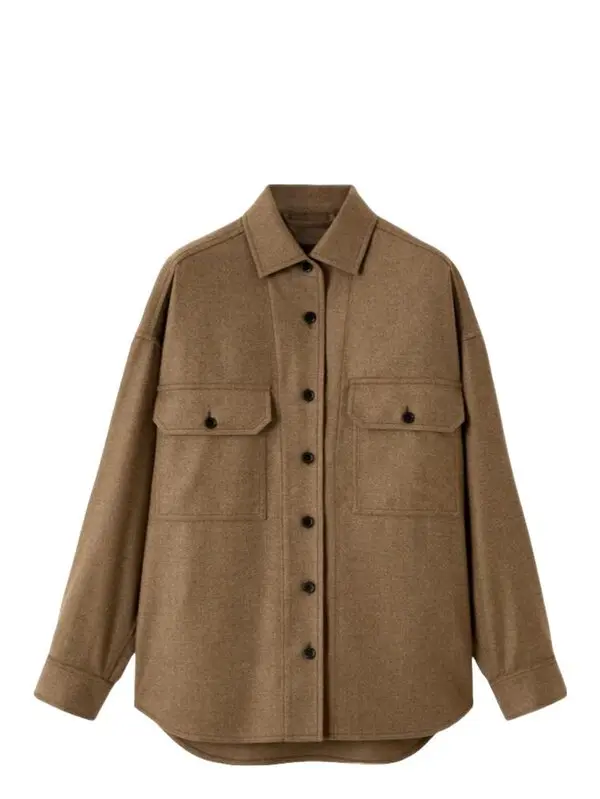 Loro Piana Darby Overshirt With Horn Button Detailing - Mocha Gloss