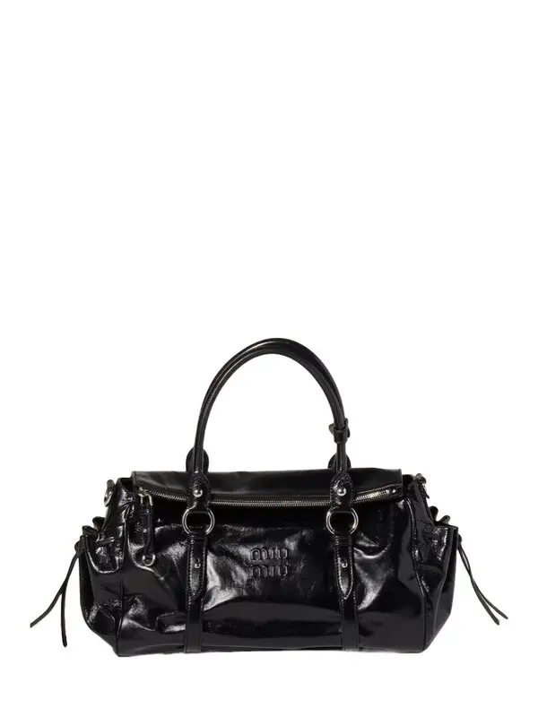 Miu Miu Shiny Leather Handbag - Black