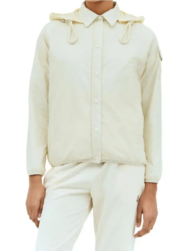 Moncler Logo Patch Hooded Shirt Jacket - White