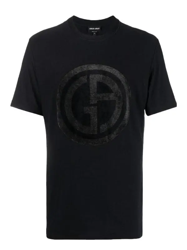 Giorgio Armani Flocked T-shirt - Black