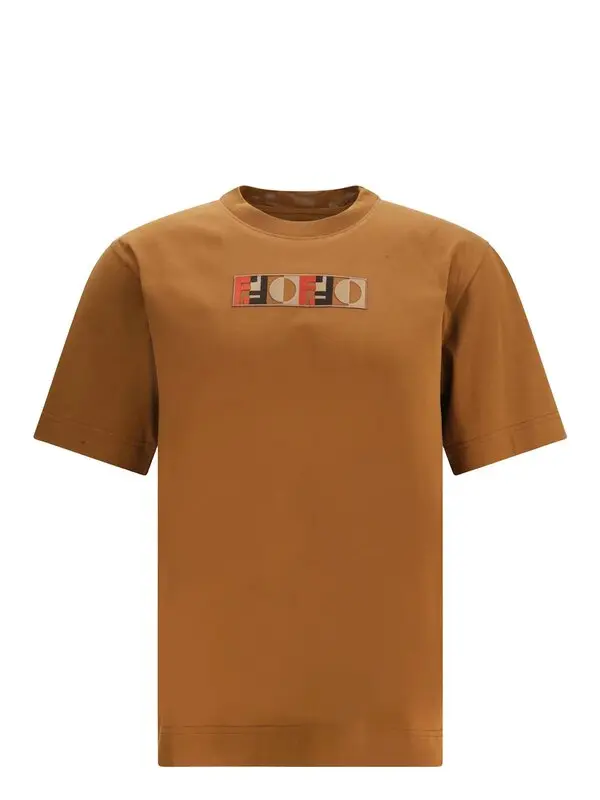 Fendi Logo Printed Crewneck T-shirt - Brown
