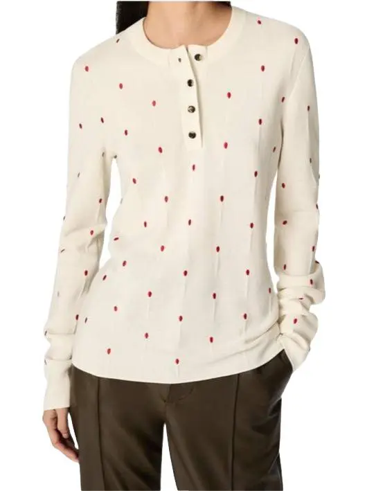 Bottega Veneta Embroidered Matches Long Sleeve Top - White