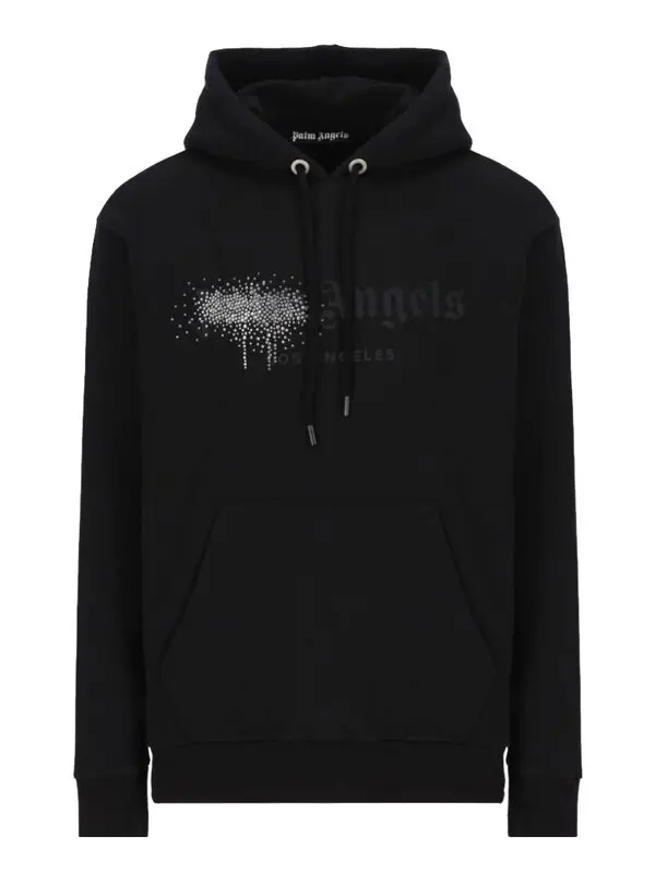 Palm Angels Embellished Logo Drawstring Hoodie - Black
