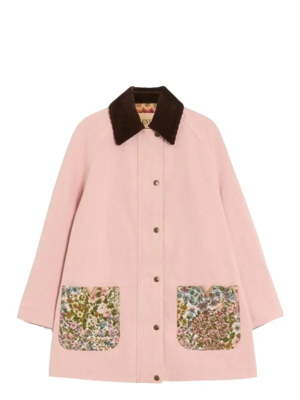 Valentino Garavani Denim Jacket With Floral Pockets - Pink