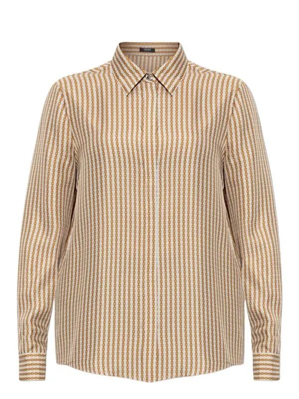 Versace Chain Print Long-sleeved Shirt - Beige
