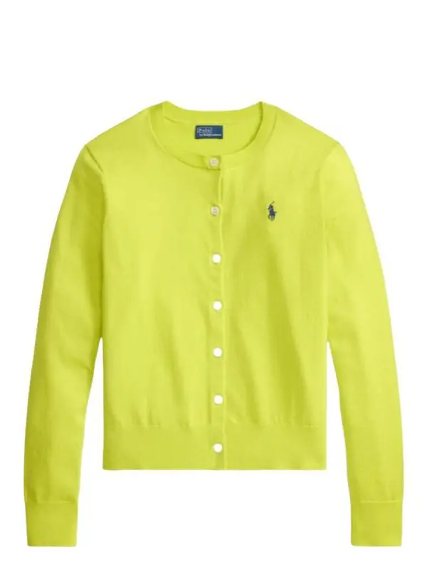 Polo Ralph Lauren Logo Embroidered Crewneck Cardigan - Yellow