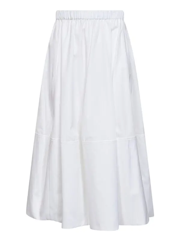 Co Tiered Gathered Midi Skirt - White