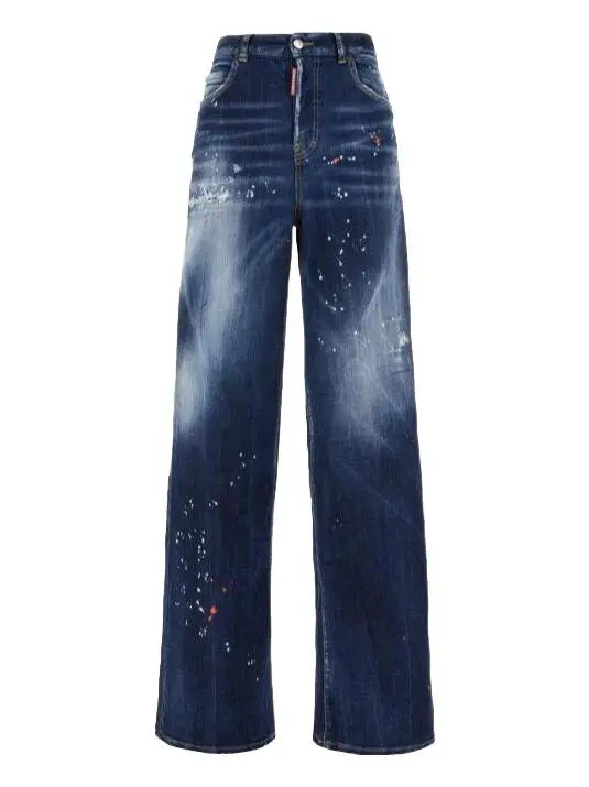 Dsquared2 Logo-patch Distressed Jeans - Navy