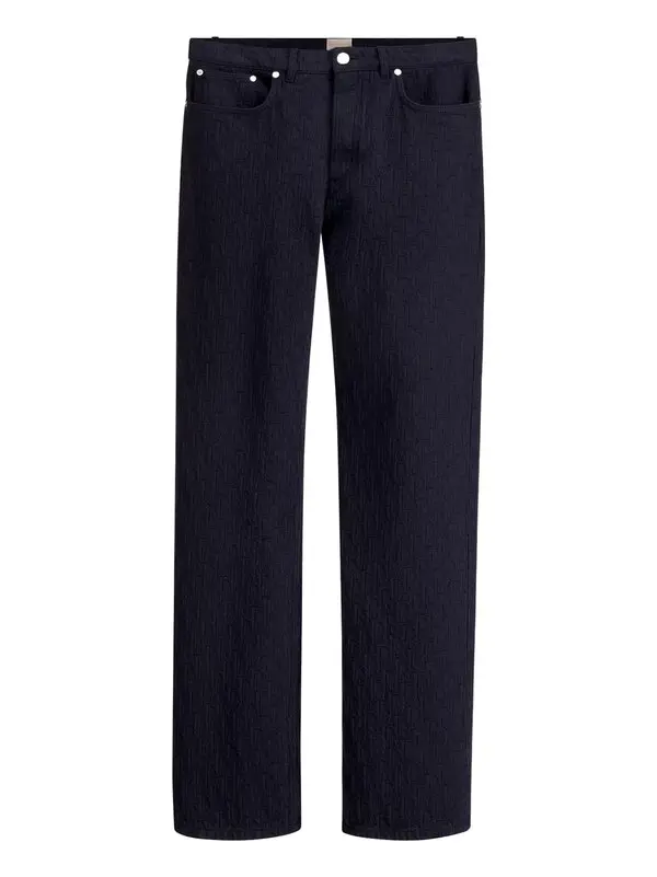 Dior Straight-leg Jeans With Oblique Motif - Dark Blue