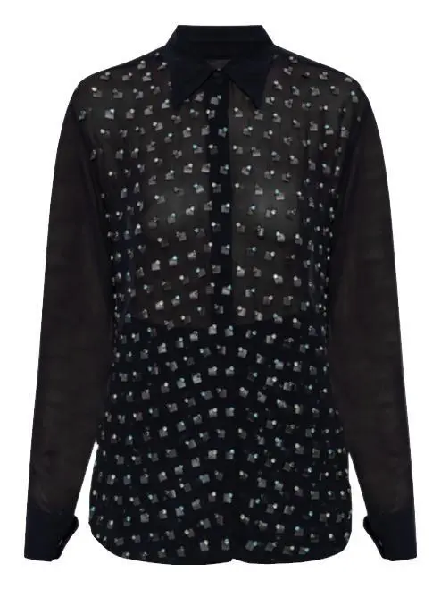 Dries Van Noten Embellished Long Sleeve Shirt - Black