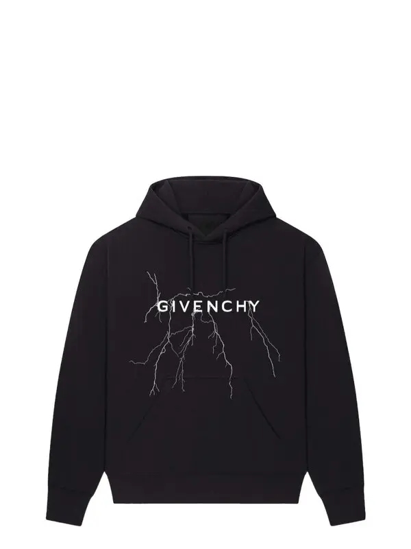 Givenchy Logo Printed Drawstring Hoodie - Black