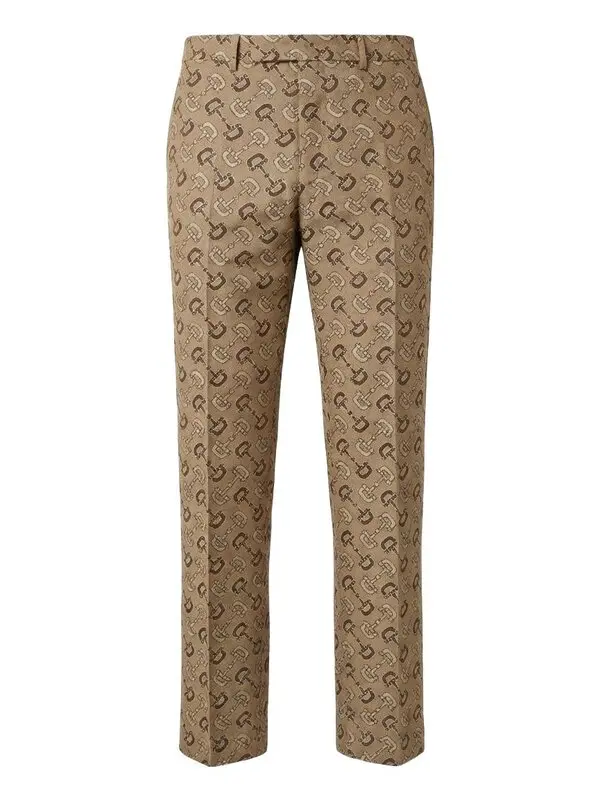 Gucci Maxi Horsebit-motif Tailored Trousers - Brown