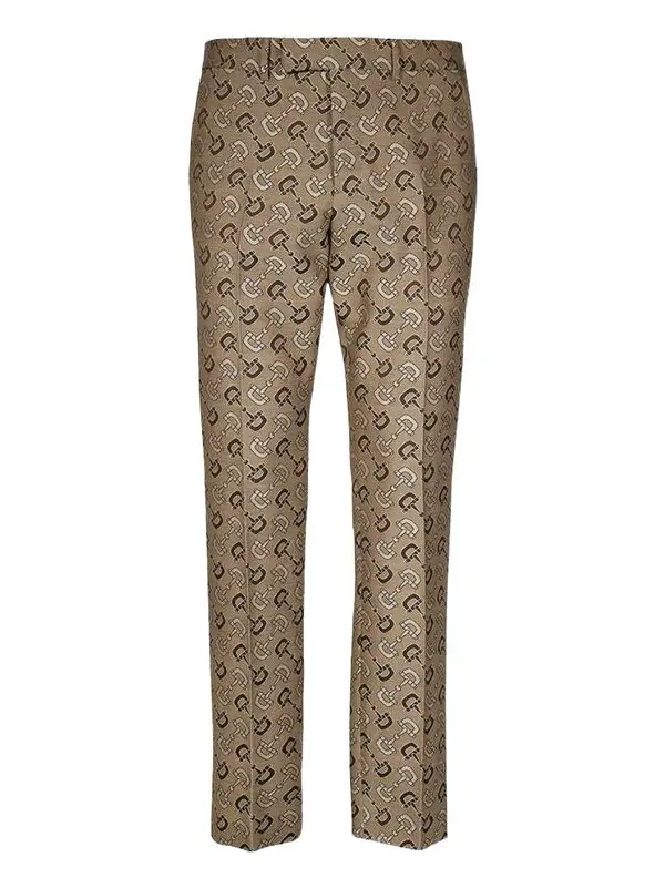 Gucci Maxi Horsebit-motif Tailored Trousers - Brown