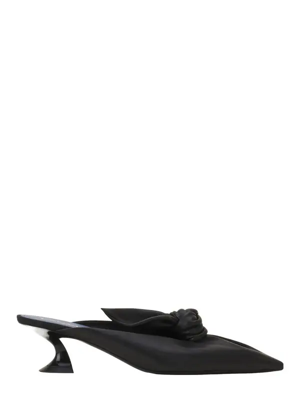 LANVIN Pointed Toe Heeled Mules With Bow Detailing - Black