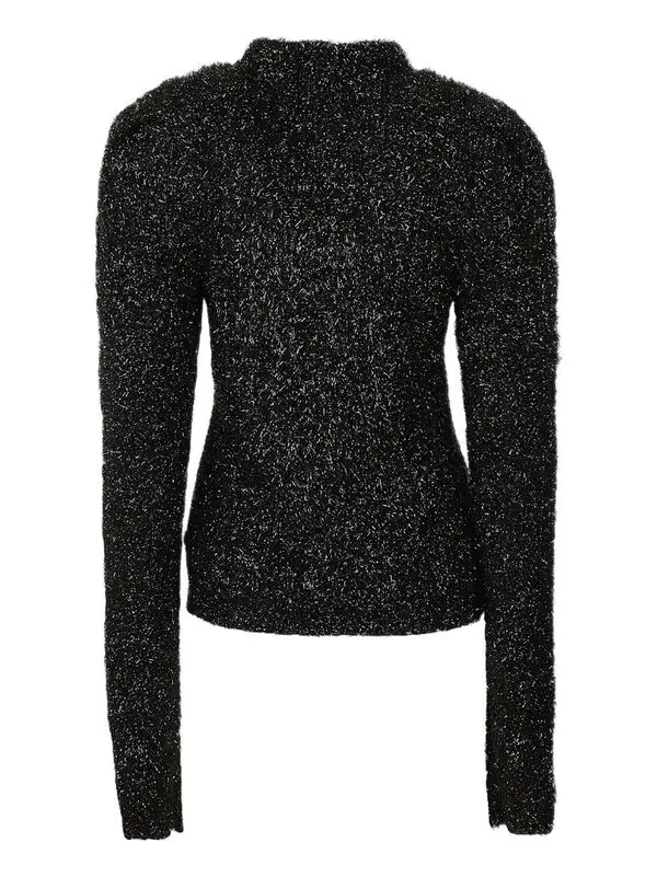 Alberta Ferretti Long Sleeve Metallic Sweater - Black