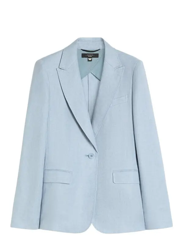 Max Mara Single-breasted Linen Blazer - Light Blue