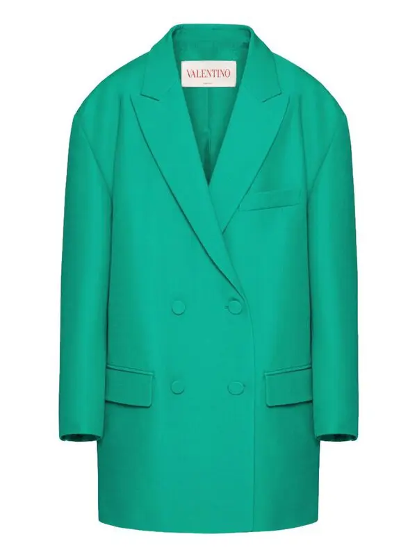 Valentino Garavani Crepe Couture Long-sleeved Blazer - Green