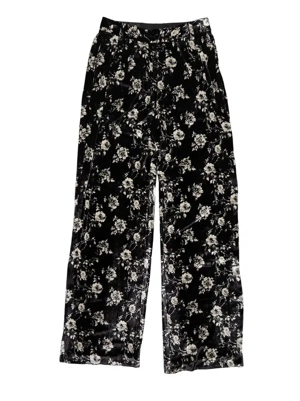 R13 Floral Printed Wide-leg Trousers - Black