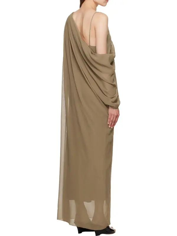 Khaite Asymmetric Chiffon Maxi Dress - Toffee