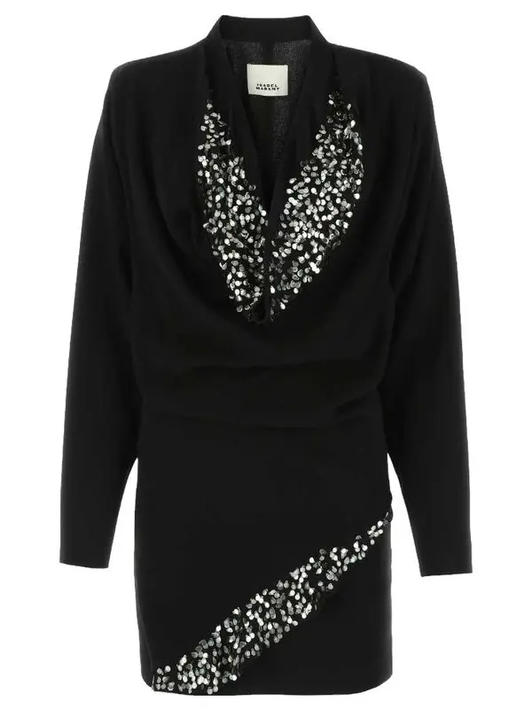 Isabel Marant Étoile Embellished V-neck Mini Dress - Black