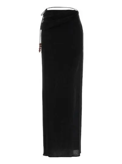 Magda Butrym Belted Draped Long Skirt - Black
