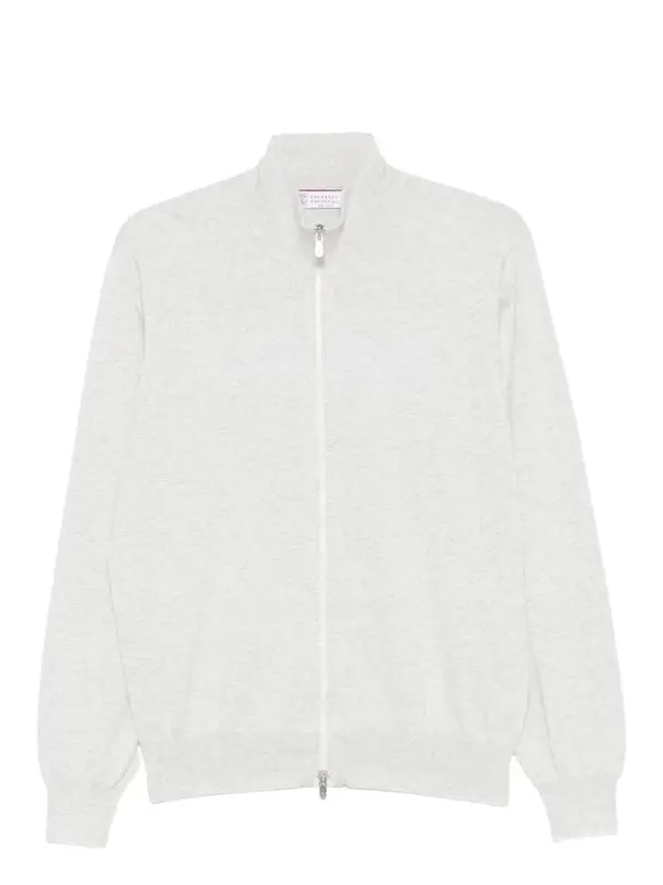 Brunello Cucinelli Zip-front Cotton Cardigan - White
