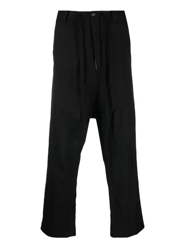 UMA WANG Drop Crotch Drawstring Trousers - Black