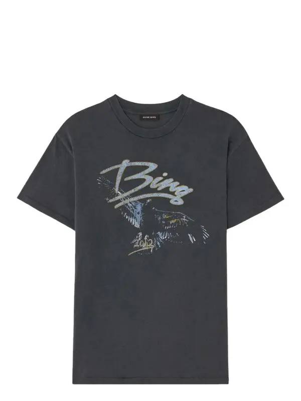ANINE BING Bing Eagle" Graphic T-shirt - Water-washed Black