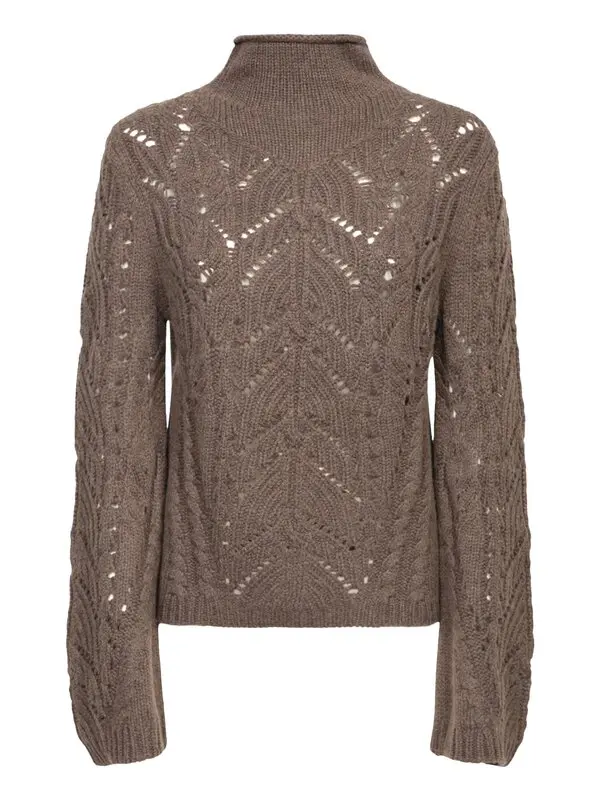 LOULOU STUDIO Gustavia High-neck Sweater With Lace Cutouts - Brown