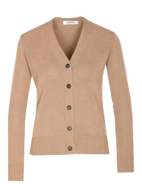 Max Mara V-neck Button-up Cardigan With Ribbed Cuffs And Hem - No