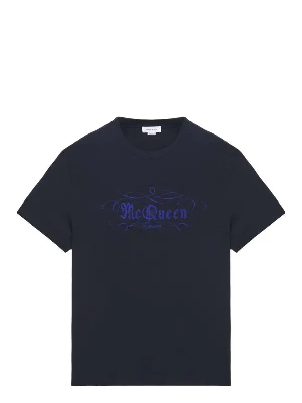 Alexander McQueen Script Printed Crewneck T-shirt - Blue