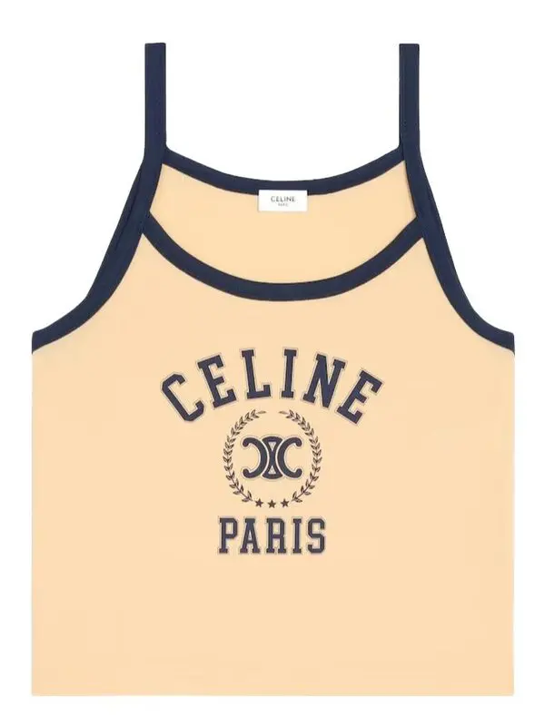 Celine Cotton Jersey Tank Top - Cheesecake Color/navy Blue