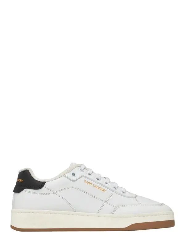 Saint Laurent Sl/61 Round Toe Lace-up Sneakers - Optical White/black