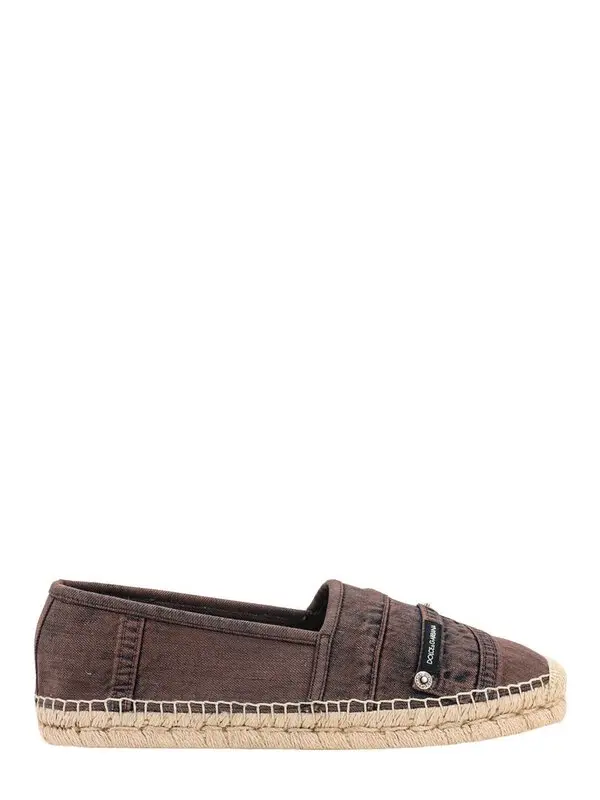 Dolce & Gabbana Logo Patch Denim Espadrilles - Brown